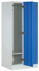 Snížená šatní skříňka S1, 2 oddíly, 1500 x 600 x 500 mm, RFID zámek, modré dveře