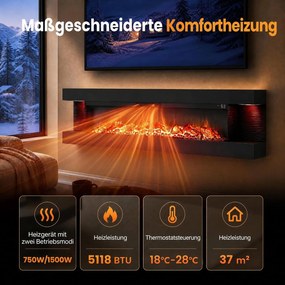 Costway Třístranný elektrický krb 152 cm s LED, 750/1500 W, černý