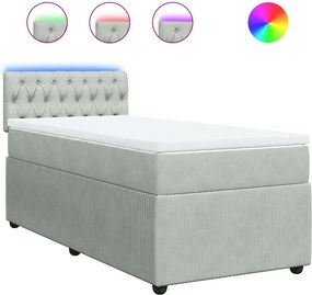 Box spring postel s matrací světle šedá 90x200 cm samet 3289944