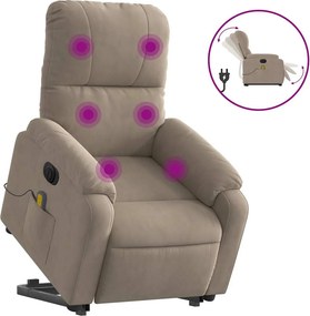 Elektrické zvedací masážní polohovací křeslo taupe mikrovlákno 3204950