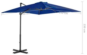 Konzolový slunečník s hliníkovou tyčí azurově modrý 250 x 250 cm - Default Title