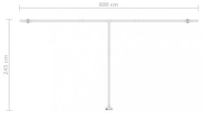 Volně stojící ručně zatahovací markýza 600x300 cm Dekorhome Antracit
