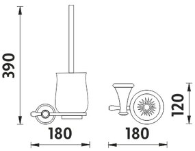 WC štětka s keramickým držákem nástěnná v retro stylu NIMCO LADA LA 19094K-65