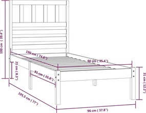 vidaXL Rám postele masivní borovice 90 x 190 cm Single [3100992] Barva: Bílá