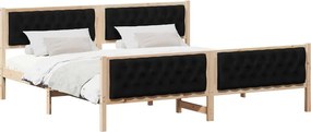Rám postele s čelo Černá 200 x 200 cm Masivní borové dřevo 3394270