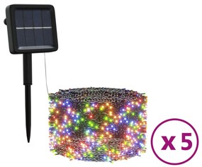 vidaXL Solární světelné řetězy 5ks 5x200 LED pestrobarevné dovnitř/ven