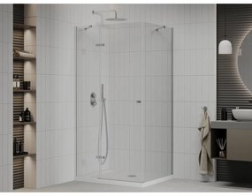 Mexen Roma sprchový kout 90 x 80 cm, 6mm sklo, chromový profil-čiré sklo + slim sprchová vanička 5cm, 854-090-080-01-00-4010