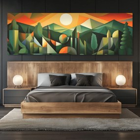FeelHappy Obraz na plátně - Hory, lesy a západ slunce, abstrakce Velikost obrazu: 180 x 60 cm