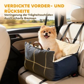 PawHut Autosedačka pro psy, 2 pásy, snímatelné a pratelná potahy, pro domácí mazlíčky do 5 kg, Modrá