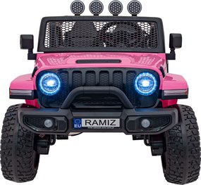 Ramiz Terénní auto OFF-ROAD 3.0 pro děti růžové + dálkové ovládání + pomalý start + pásy + LED a zvuky