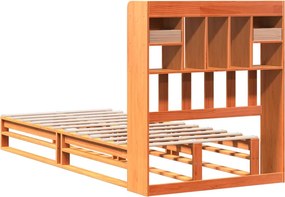 Postel s knihovnou bez matrace hnědá 75x190 cm masivní borovice 3323976