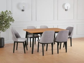 Jídelní sestava DX 36 odstín dřeva (židle + nohy stolu) grandson, odstín lamina (deska stolu) ořech, potahový materiál látka s doplatkem