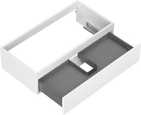 Mexen Rivel, koupelnová skříňka 90 cm, 1 zásuvka, drážkovaná, bílá matná, 91A20-09023-1-BF01