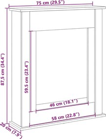 vidaXL Krbový rám 75x20x87,5 cm, konstrukční dřevo [854581] Barva: šedá sonoma