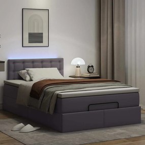 Osmanská postel s matracemi &amp; LED šedá 120x190cm umělá kůže 3312145