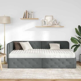 Rohový rám postele Tmavě šedá 90 x 190 cm textil 3394038