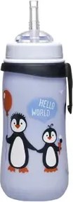 NIP Straw cup láhev s brčkem PP 330ml modrá / od 12 měsíců