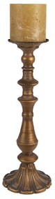 Měděný antik kovový svícen na širokou svíčku Gillo - Ø 15*43 cm