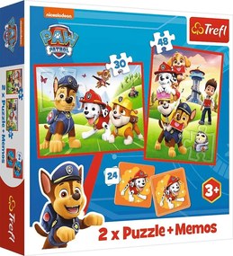 Puzzle trefl sada 3v1 tlapková patrolavakci (2 × puzzle + pexeso)