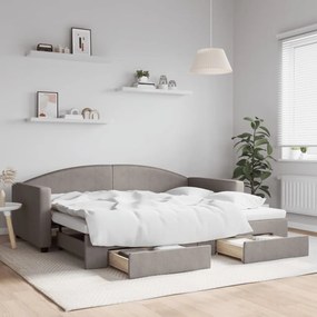 Válenda s přistýlkou a zásuvkami taupe 90 x 200 cm textil 3197227