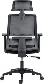Kancelářská ergonomická židle DELFO — síť / látka, černá