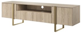 TV stolek Verica 200 cm s výklenkem - dub piškotový / zlaté nožky