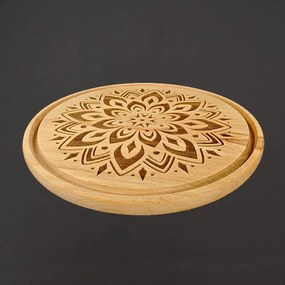 AMADEA Dřevěné servírovací prkénko - podnos mandala, masivní dřevo, 30 cm