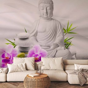 Fototapeta Buddha a růžové orchideje