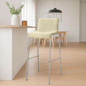 Barová židle Hoover látka čtyřnohá konstrukce chromovaná konstrukce – krémová