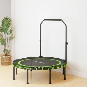 SPORTNOW Fitness trampolína s nastavitelnou rukojetí, sportovní trampolína do interiéru i exteriéru, ocel, plast, zelená A71-059V02GN