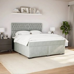 Box spring postel s matrací světle šedá 180x200 cm samet 3290984
