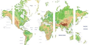 5-dílný obraz klasická mapa světa s bílým pozadím Varianta: 100x50