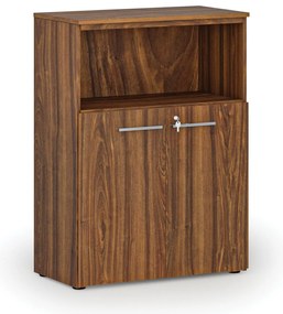 Kombinovaná kancelářská skříň PRIMO WOOD, 800 x 420 x 1087 mm, ořech