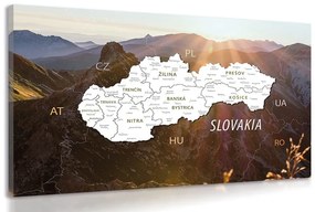 Obraz mapa Slovenska s pozadím hor - 60x40