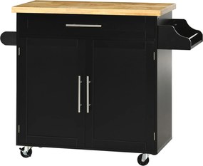 HOMCOM Kuchyňský vozík Servírovací vozík s pracovní deskou a stojanem na kořenky Držák na ručníky do obývacího pokoje a jídelny 109x40x89cm |
