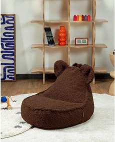 Tmavě hnědý dětský sedací vak z textilie bouclé Warm Hazel – Wigiwama