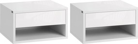 HOMCOM Set 2 Floating Nightstands - Noční stolky se zásuvkou do ložnice a obývacího pokoje 37x32x21 cm Bílá | Aosom