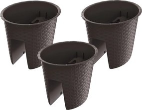Prosperplast Geländertopf »Ratolla Railing«, v praktické sadě 3 ks, v ratanovém vzhledu. (oválná, hnědá, 298 x 242 225 mm)
