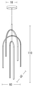 Zambelis 1931 závěsné stmívatelné LED svítidlo zlaté, 80W, 3000K, 110cm