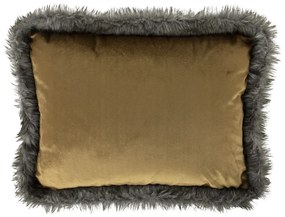 Měděný sametový polštář lemovaný kožešinou Copp - 45*35*10cm