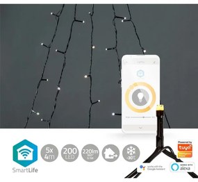 Nedis WIFILXT11W200 - LED Vánoční závěs 200xLED/8 funkcí 5x7m IP65 Wi-Fi Tuya