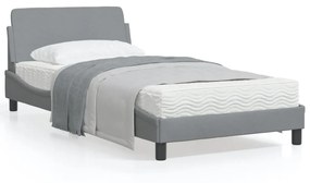Rám postele s čelem světle šedý 100x200 cm textil