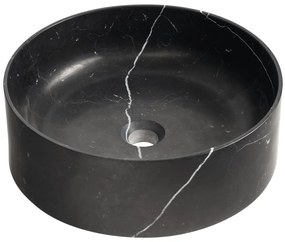 Sapho Blok kamenné umyvadlo na desku 40 cm bez otvoru pro baterii matný černý Marquin 2401-52