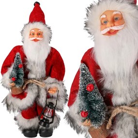 Vánoční dekorace Santa Claus se sáňkami a lyžemi 30 cm