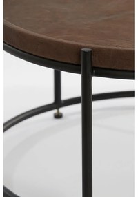 Hnědé kožené kulaté konferenční stolky v sadě 2 ks ø 79 cm Jairo – Light &amp; Living