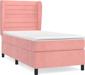 Box spring postel s matrací růžová 90x200 cm samet 3129254