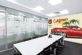 DIMEX | Samolepicí vliesová fototapeta na zeď Vintage plakát Kalifornie MA-5-2087 | 375 x 250 cm | zelená, červená, žlutá, metalická