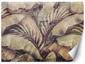 Fototapeta, Palmové listy džungle na betonu imitace - 200x140 cm