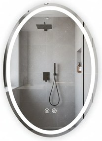 Tutumi Oválné zrcadlo 60x80 cm s vyhříváním a regulovatelným LED osvětlením HOM-00902