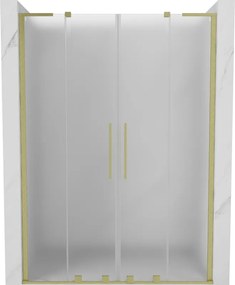Mexen Velar L Duo, posuvné sprchové dveře do otvoru 140 cm, 8mm sklo námraza, zlatá matná, 871-140-003-32-55